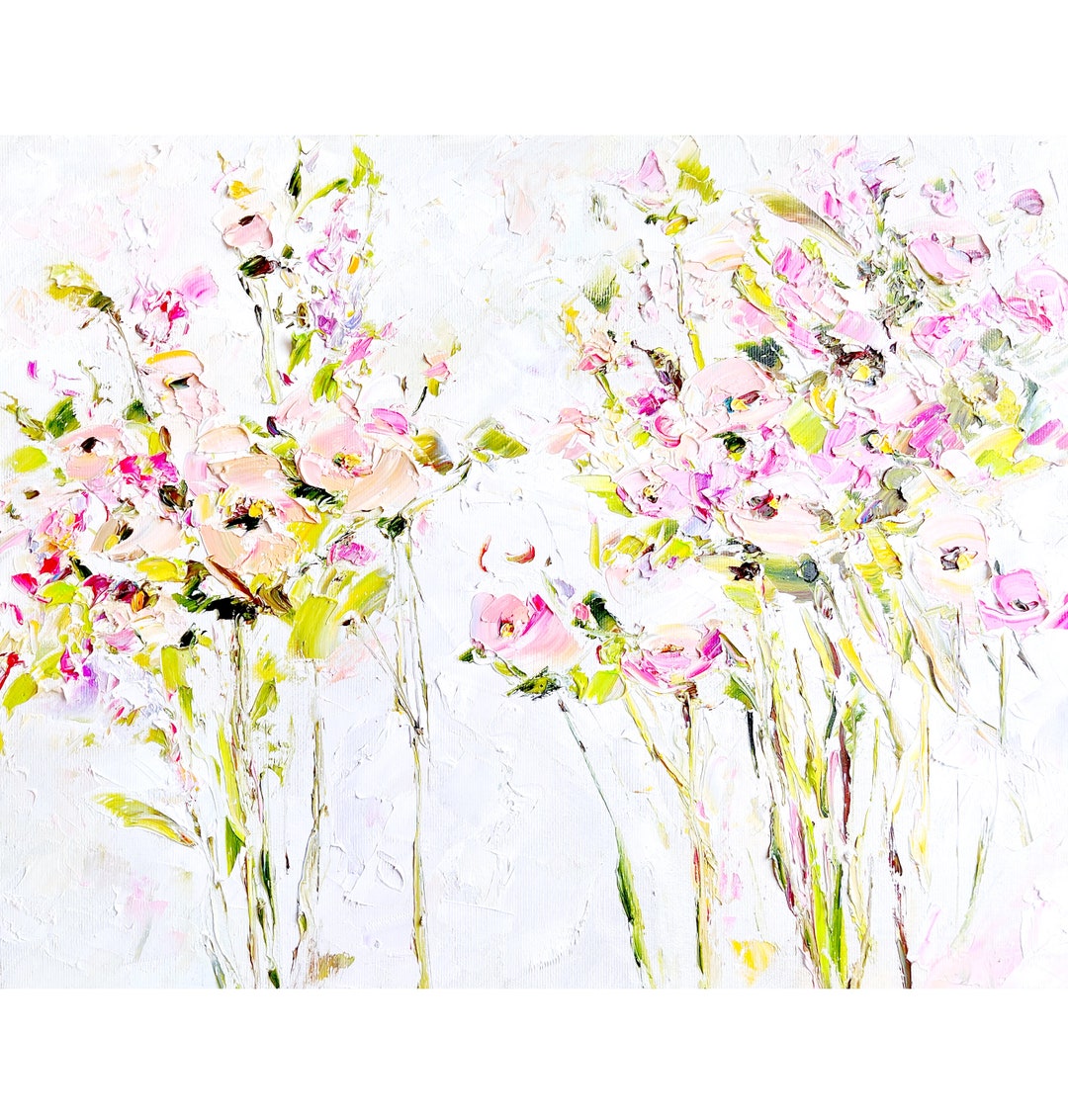 Textured Impasto Flower Painting: Meadow Wildflowers Oil on Canvas - Etsy