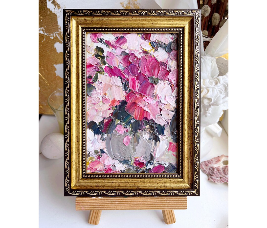 Flower Painting Abstract Flower Original Art Small White Modern Peony ...