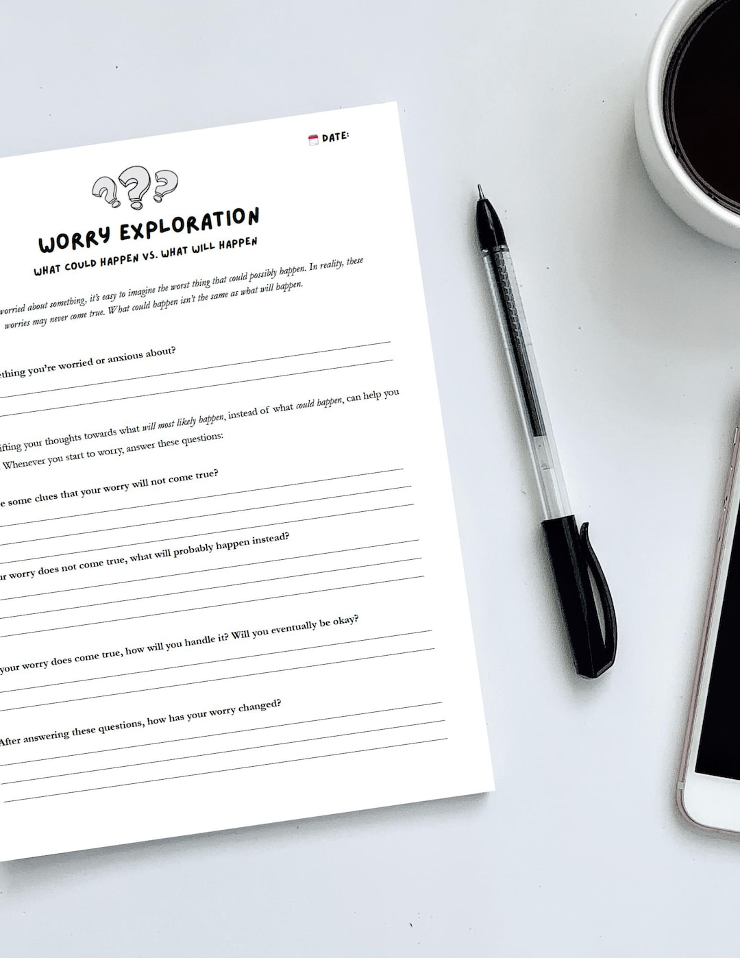 Worry Exploration Worksheet - Etsy