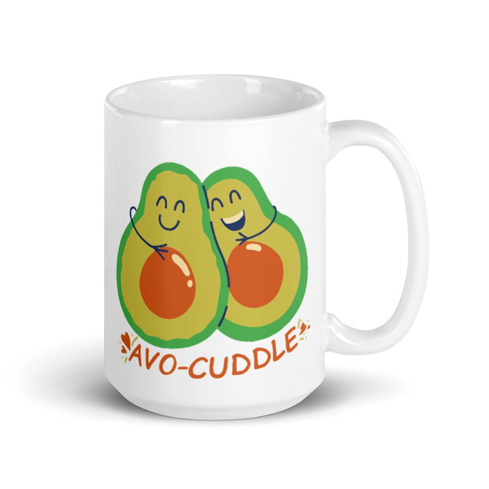 Avo Cuddle Avocado Funny Pun Joke Cute Cartoon Drawing Romantic ...