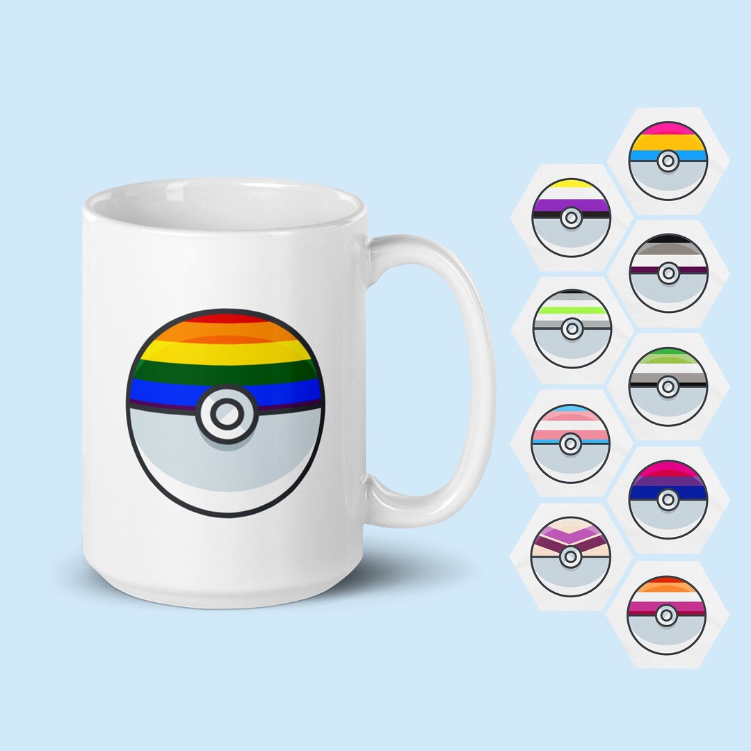 Pokeball Pokemon LGBTQIA Pride Coffee Mug Cup Gay Lesbian Bi - Etsy