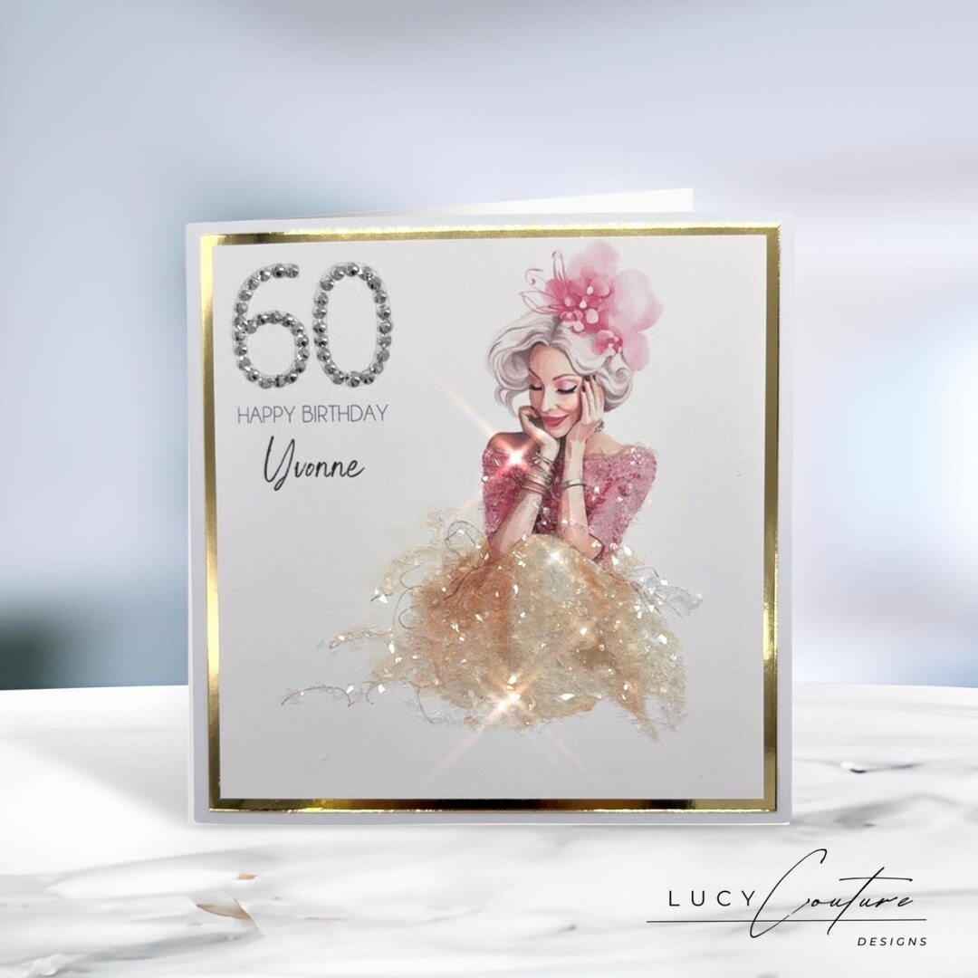 60th Handmade Birthday Card - Personalised 3D Whimsical & Elegant ...