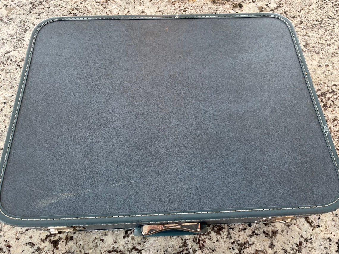 Vintage 1960s Luggage, Monarch Blue Hard Shell Suitcase, Midsize 21”X ...