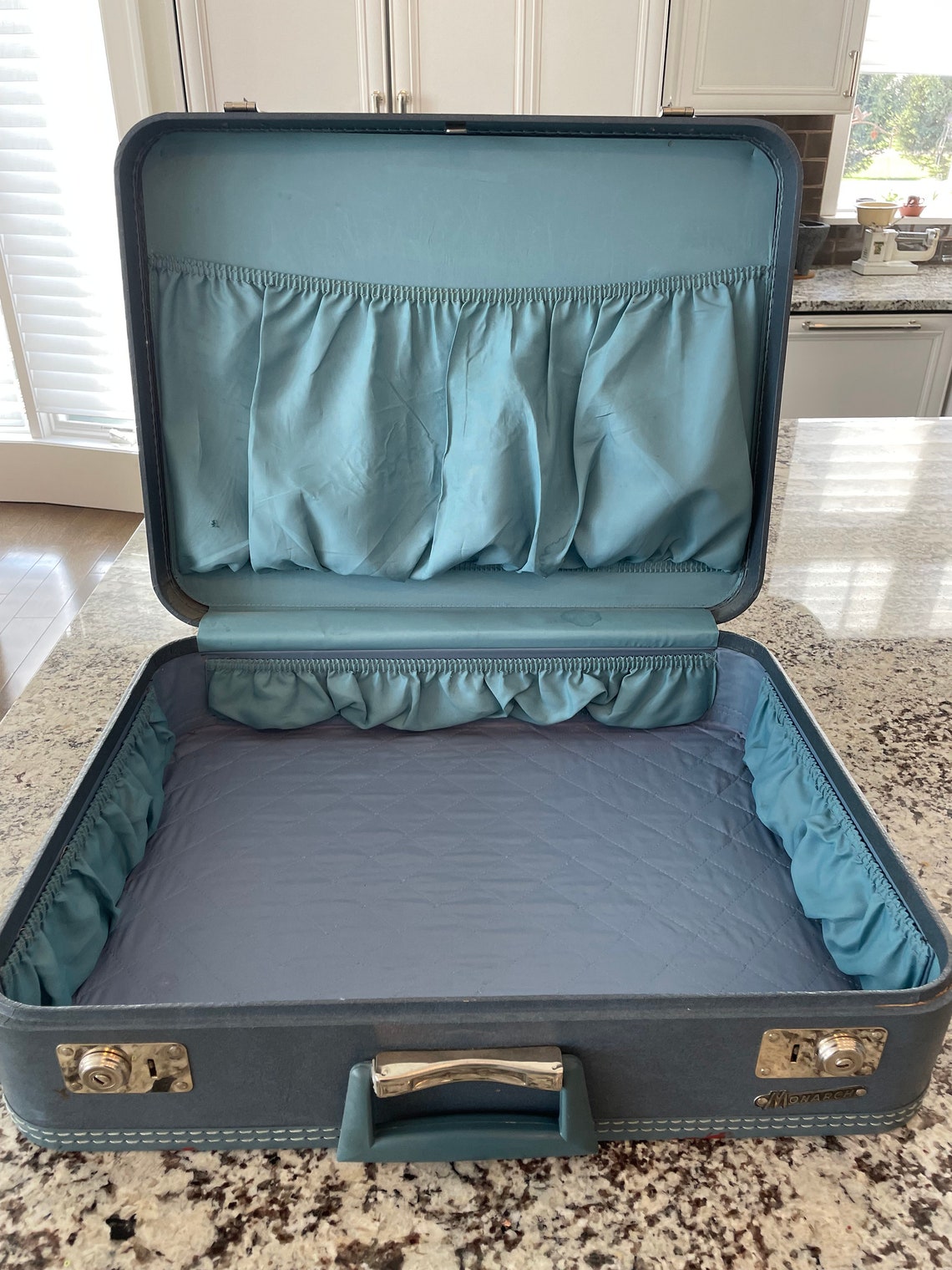 Vintage 1960s Luggage, Monarch Blue Hard Shell Suitcase, Midsize 21”X ...