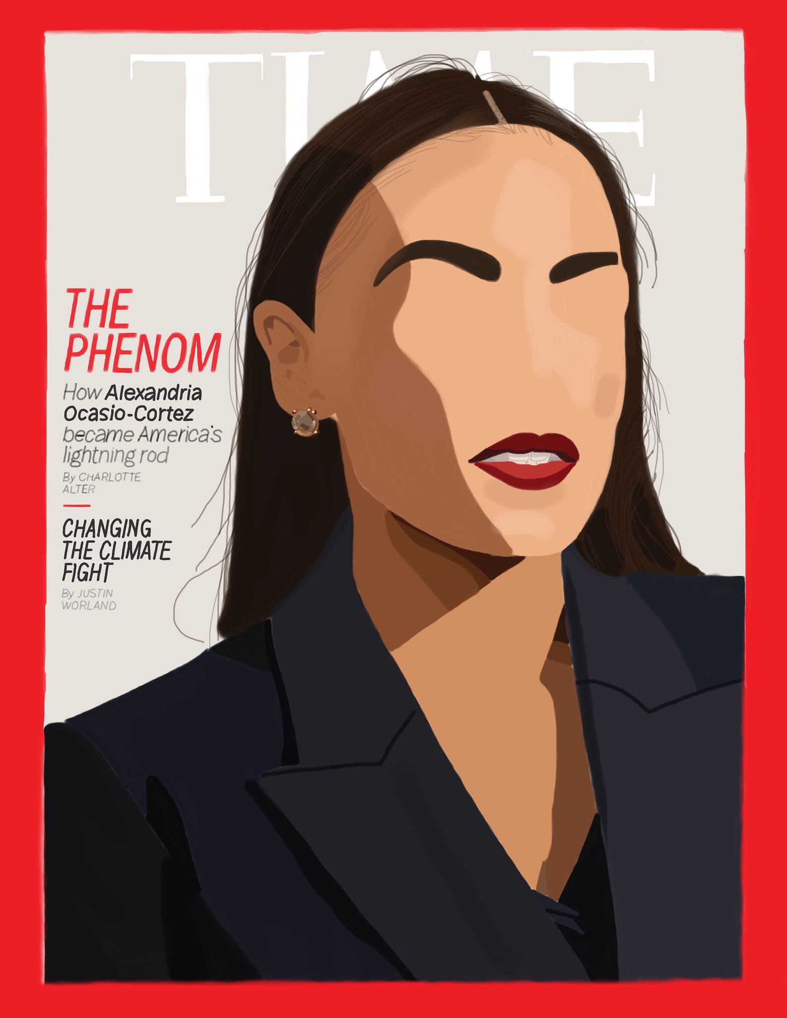 AOC Time Magazine Cover Minimalist Illustration DIGITAL | Etsy