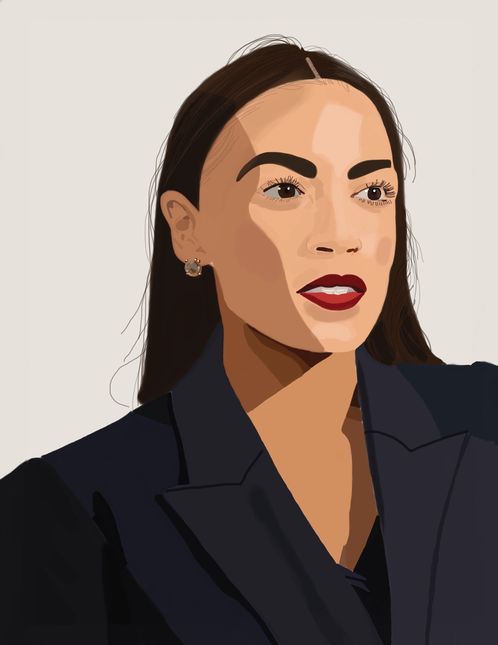 AOC Portrait Minimalist Illustration DIGITAL DOWLOAD - Etsy UK
