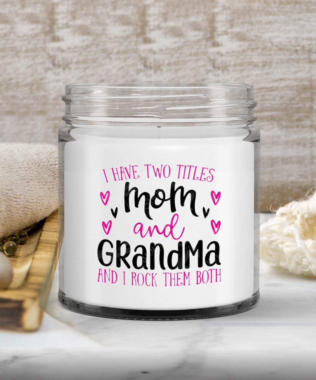 Grandma Mom Candle Two Titles Mom Grandma Pink Black Candle Grandma ...