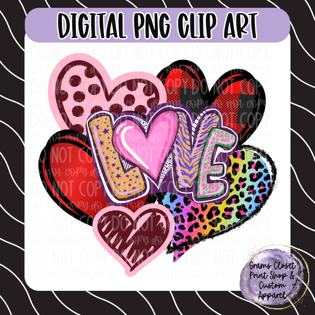 Variety Doodle Heart Valentine's PNG Instant Download Valentine's Clip ...