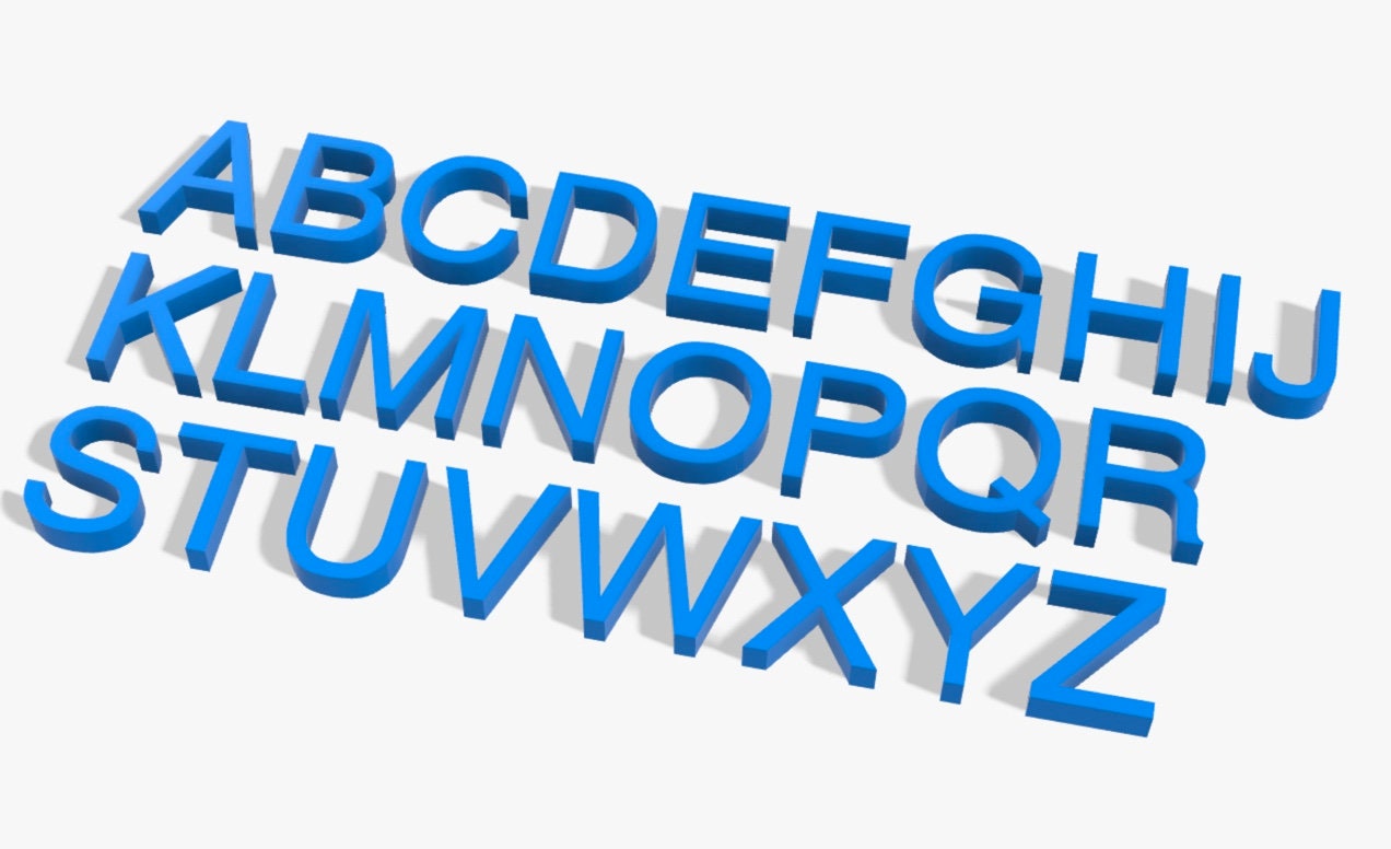 ABC 3d-printable Stl-file. Alphabet in Helvetica Font for 3D Printing ...