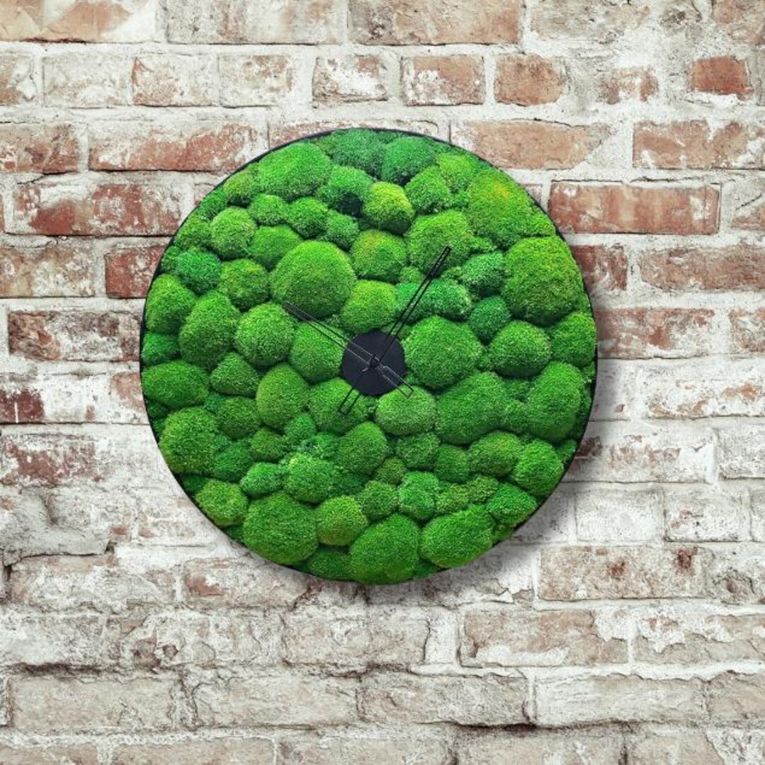 Large Metal Wall Clock, Metal Moss Clock, Preserved Moss Wall Clock ...