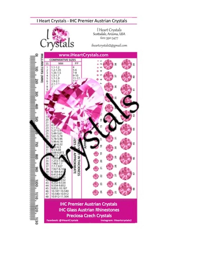 Rhinestone Size Chart: Crystal & Pearl Template Ruler (digital Download ...