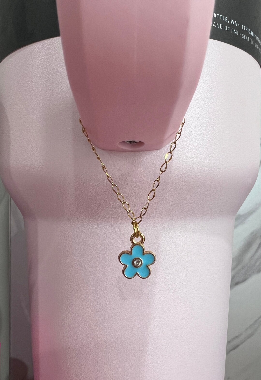 Stanley Tumbler Cup Handle Charm Accessories Gold Blue Flower Charm ...