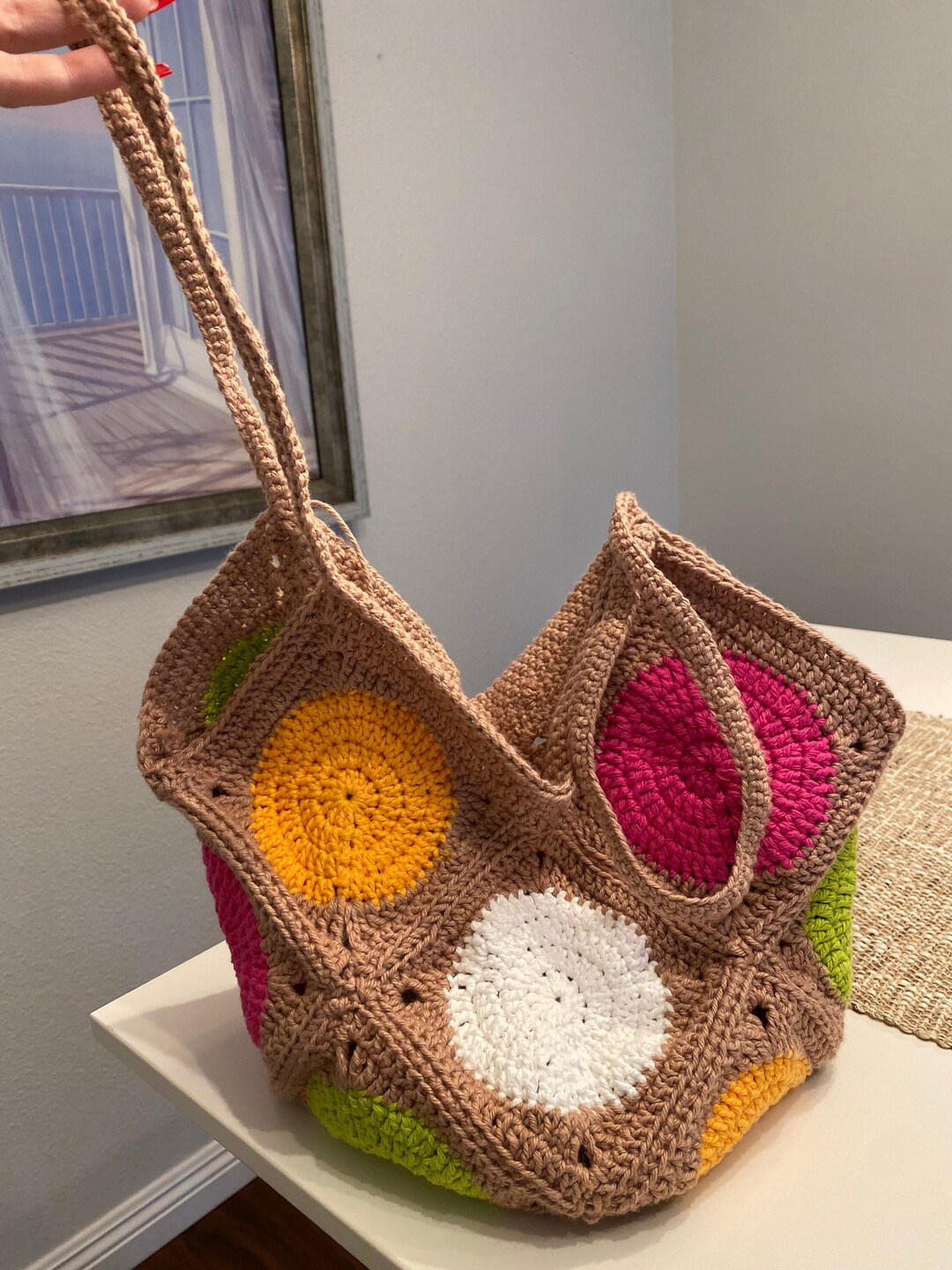 Crochet Tote Bag Famers Market Bag Unique Crochet Tote Bag Crochet Bag ...