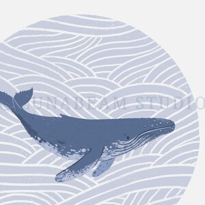 Kids Humpback Whale Art Print - Ocean Animals, Blue Kids Room Art ...
