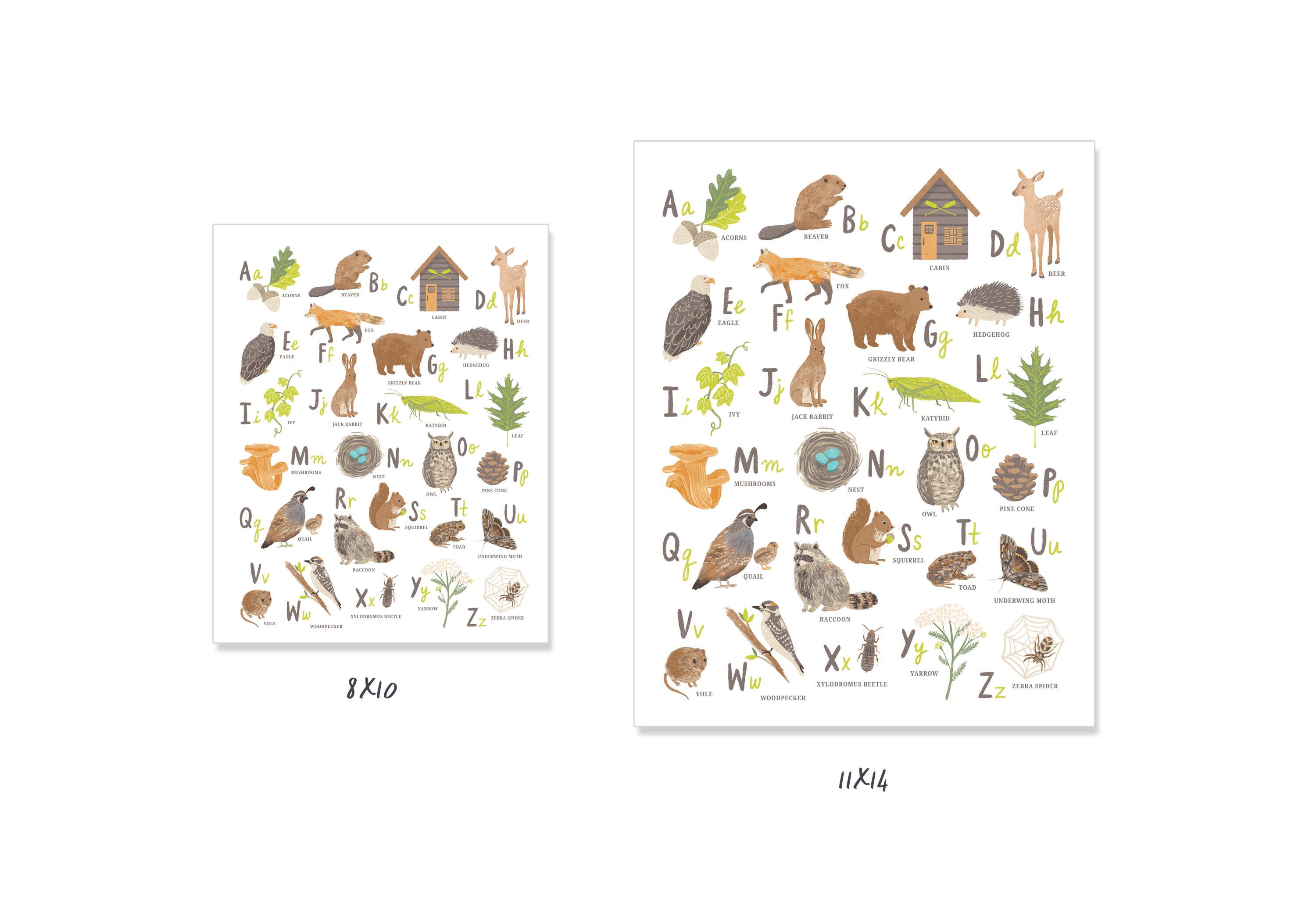 Woodland Animals Alphabet Art Print: Forest Nursery Decor - Etsy