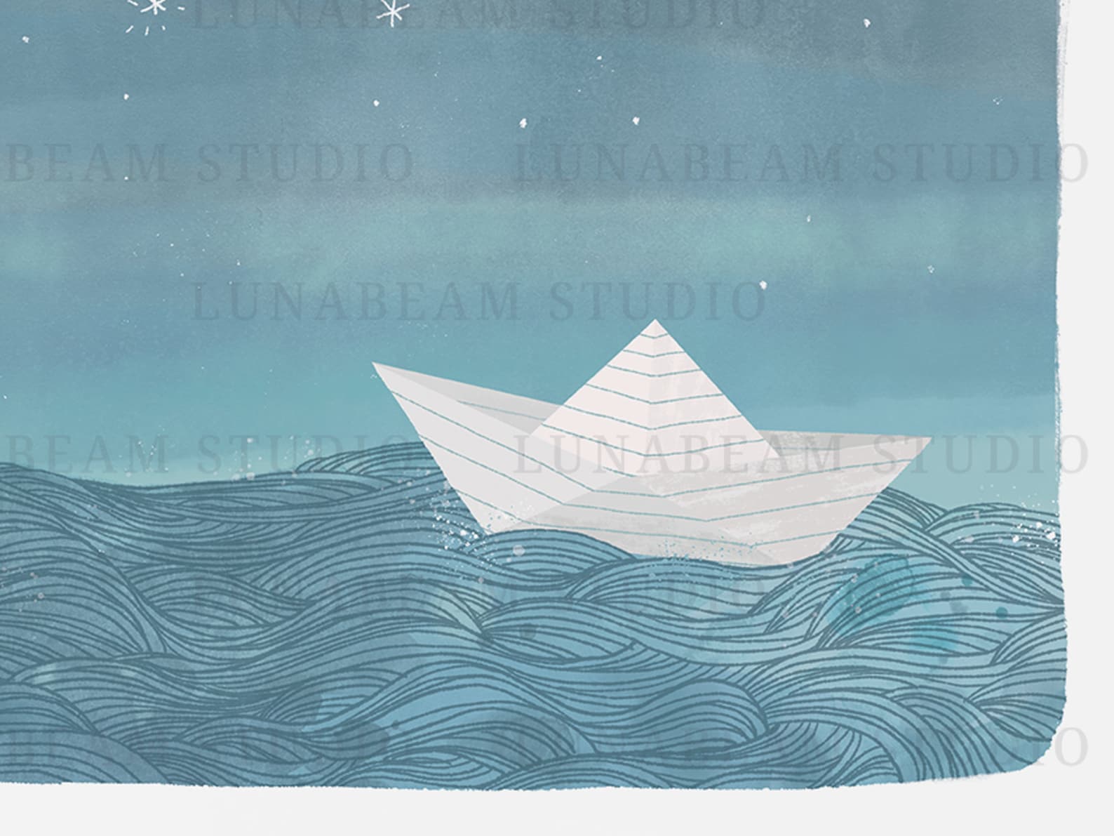 Paper Boat Artwork Blue Themed Kids Room Art Nautical Art - Etsy