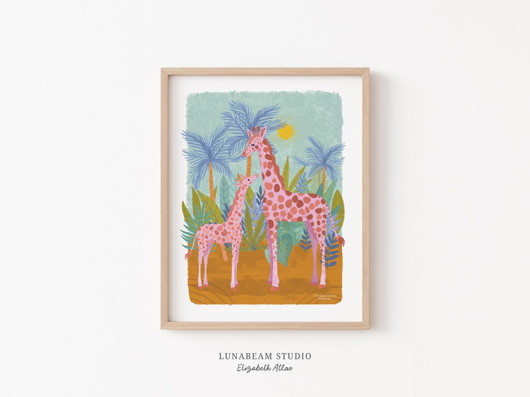 Daytime Jungle Giraffes, Animal Artwork for Nursery, Safari Nursery ...
