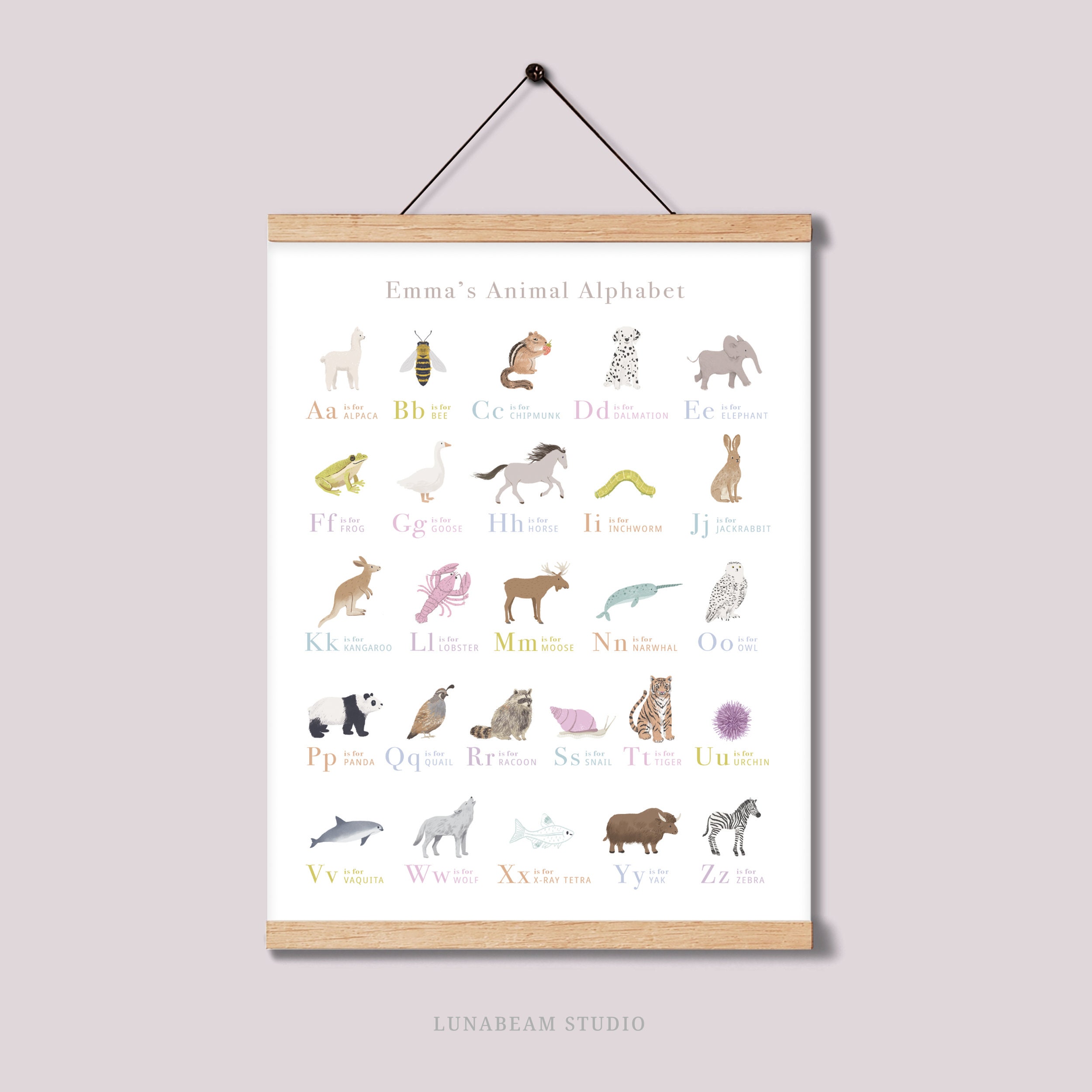 Personalised Animal Alphabet Art Print Animal ABC Poster - Etsy