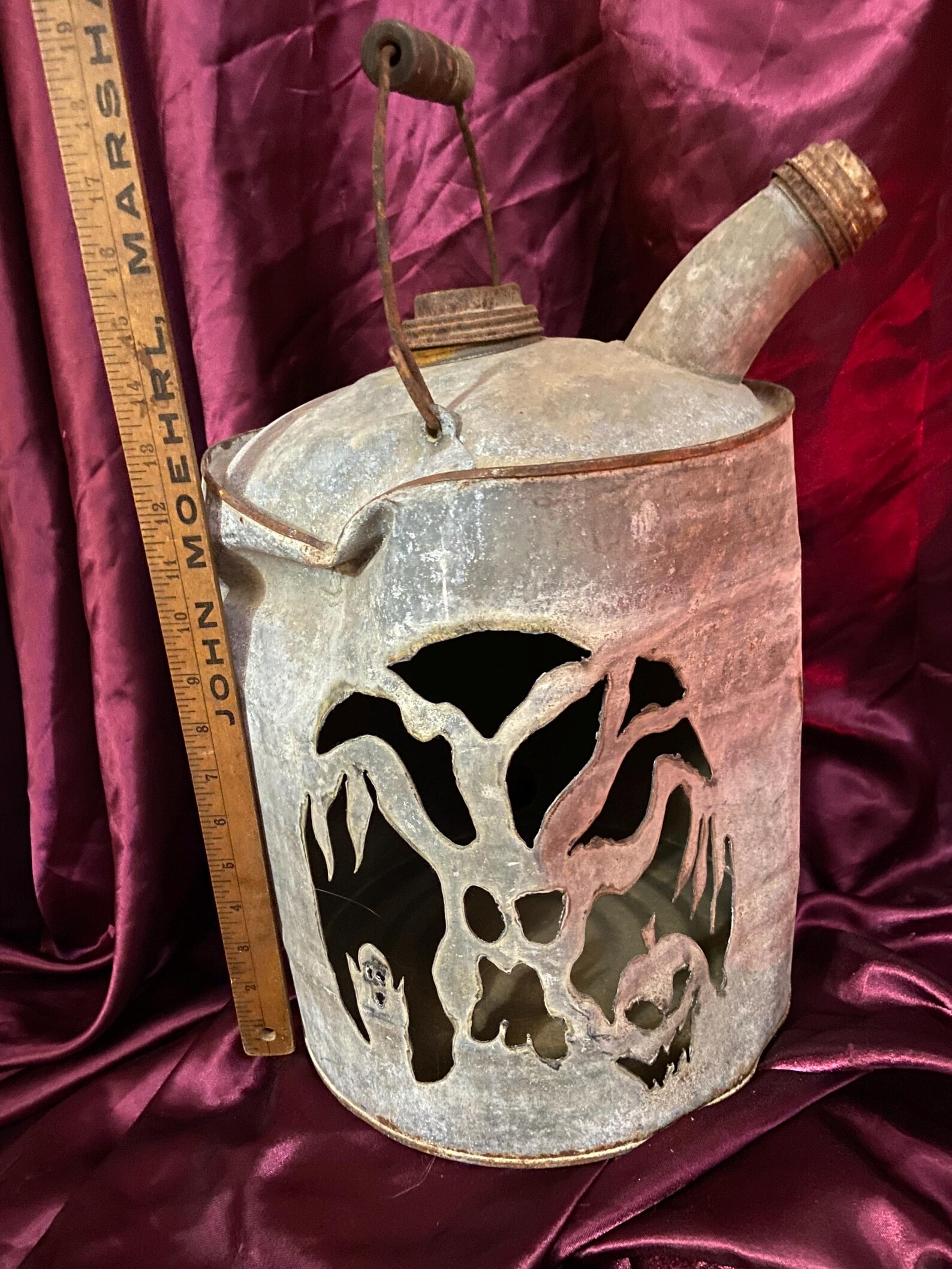 Scary Halloween Tree Ghost Pumpkin Plasma Cut Lighted Vintage Gas Can ...