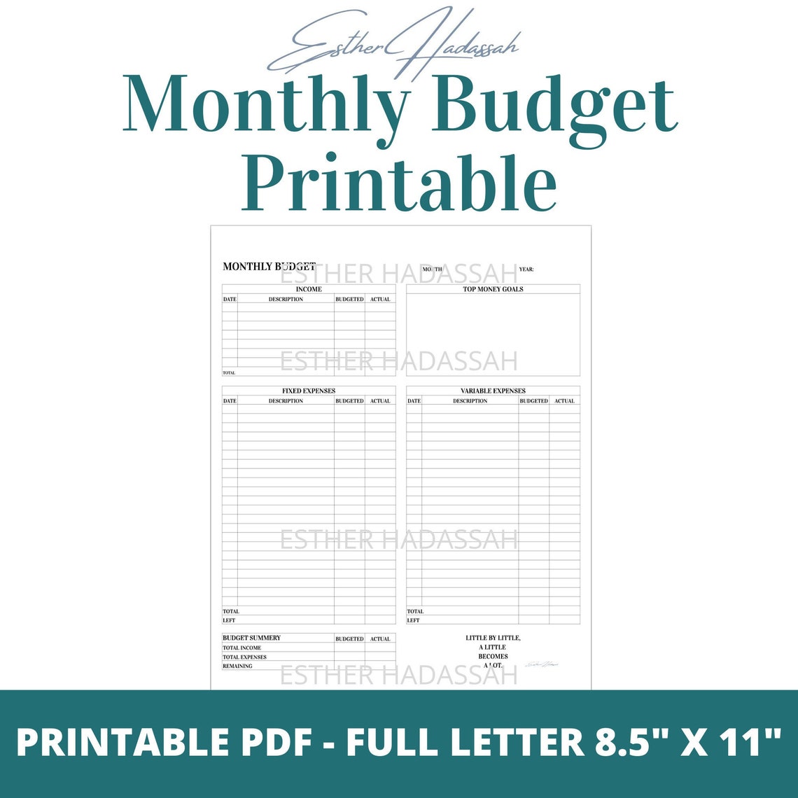 Monthly Budgeting Printable, Planner to Track Income, Fixed and ...