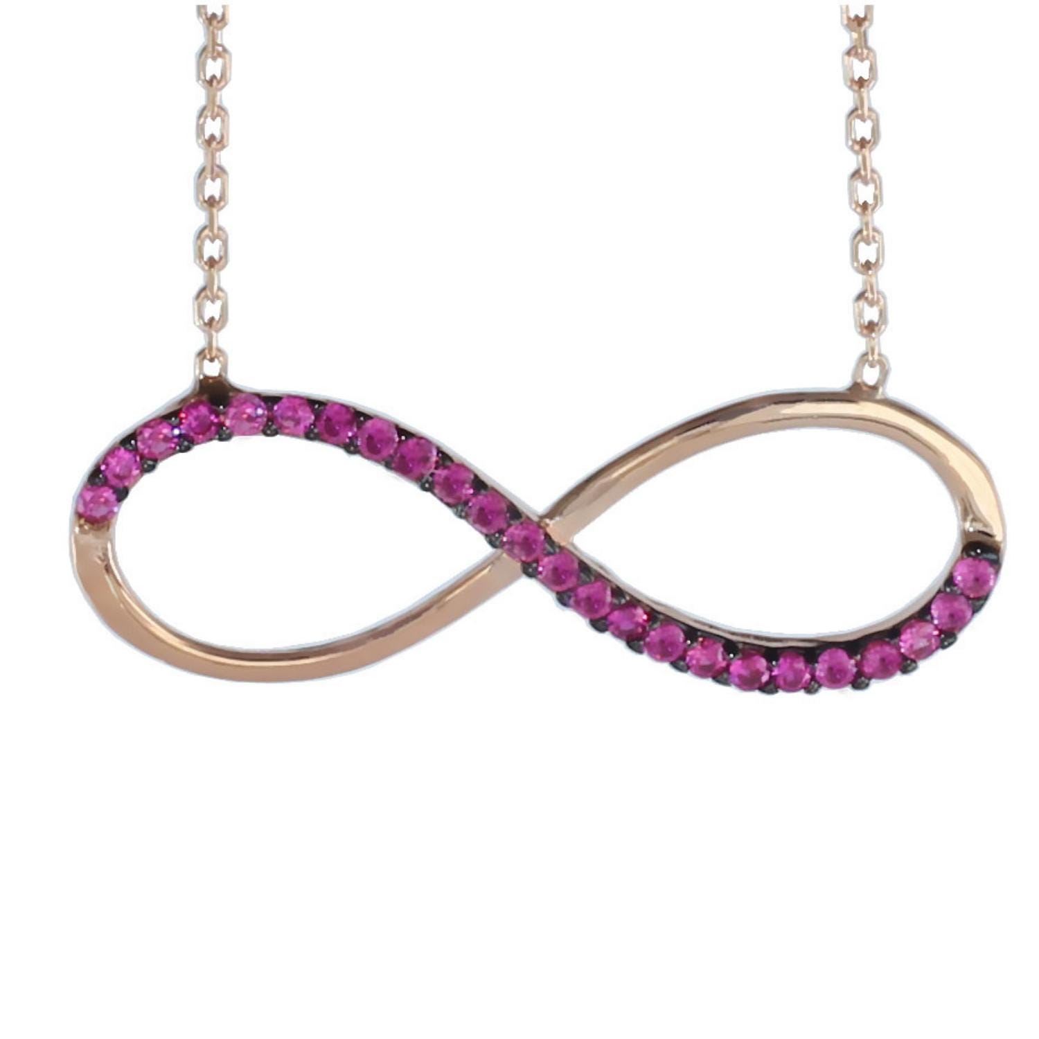 Rose Gold Infinity Necklace, Red Ruby Love Pendant Gift for Women ...