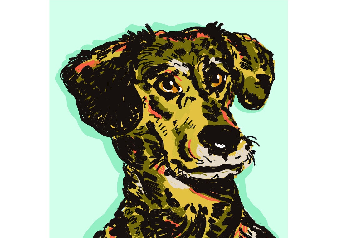 Digital Animal Portrait Drawing, Personalized Dog Portrait Drawing - Etsy