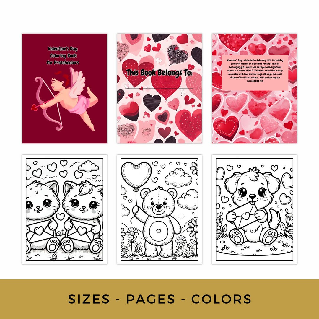 Valentine’s Day Coloring Book for Kids - Etsy