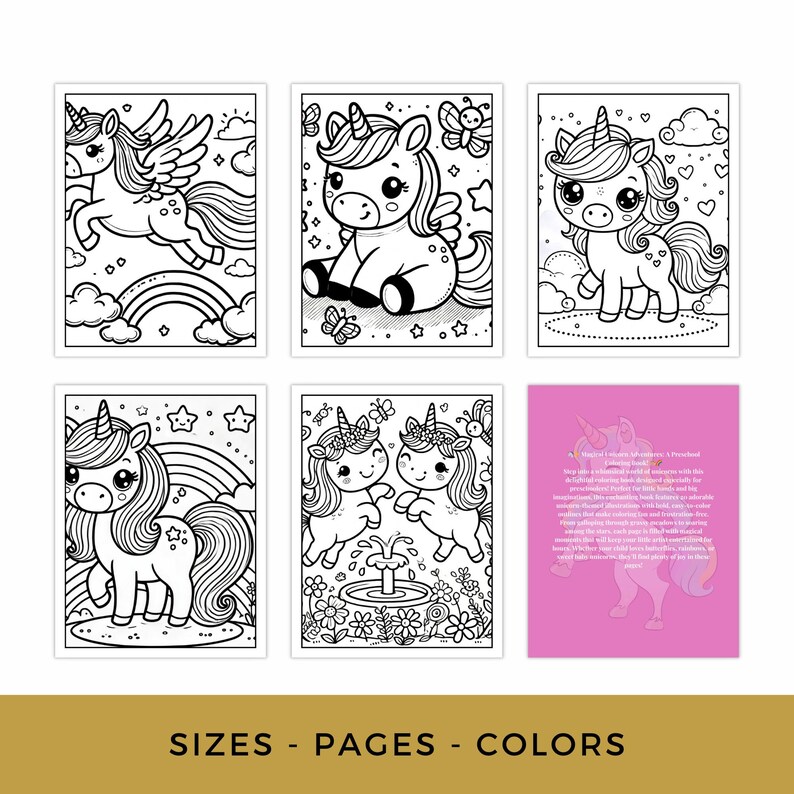 Magical Unicorn Coloring Book for Preschoolers - Printable & Fun! - Etsy