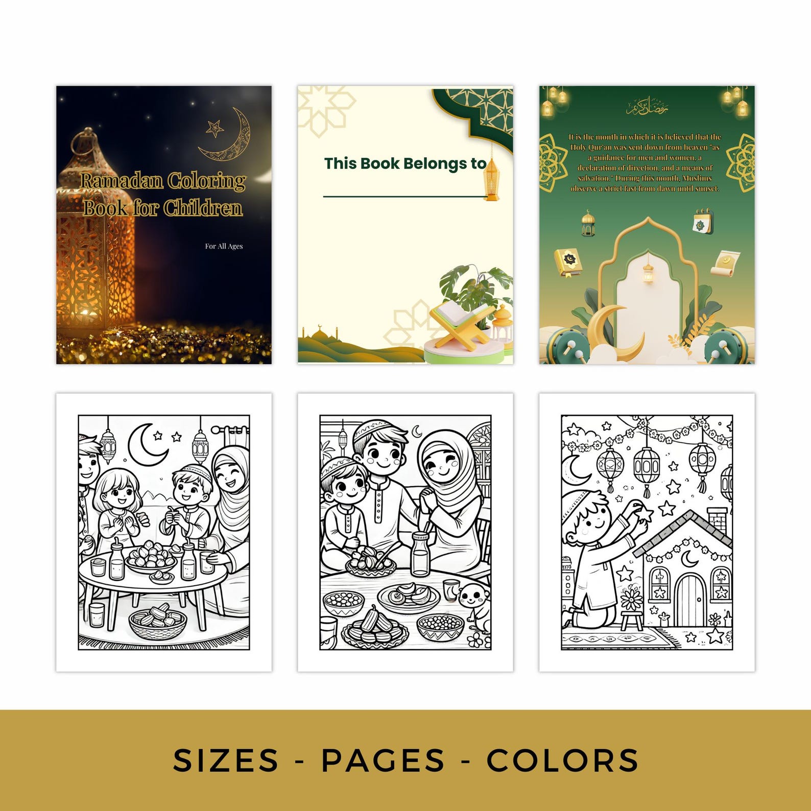 Ramadan Coloring Book for Kids Preschool Islamic Activity Book - Etsy