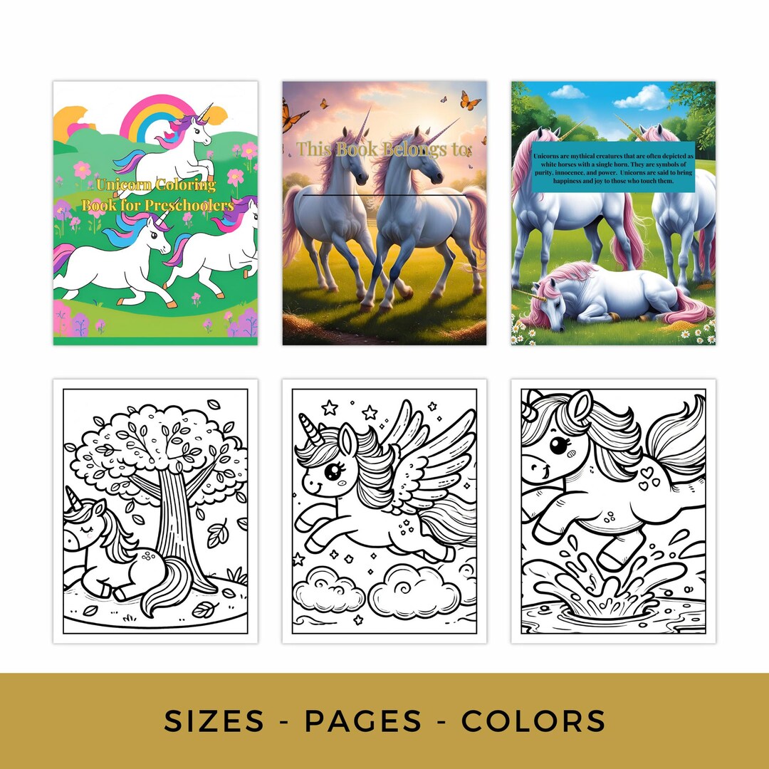 Magical Unicorn Coloring Book for Preschoolers - Printable & Fun! - Etsy