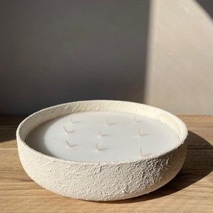 Hand Painted Rustic Large Multi-wick 9 Wick Candle - Beige Stone Effect ...