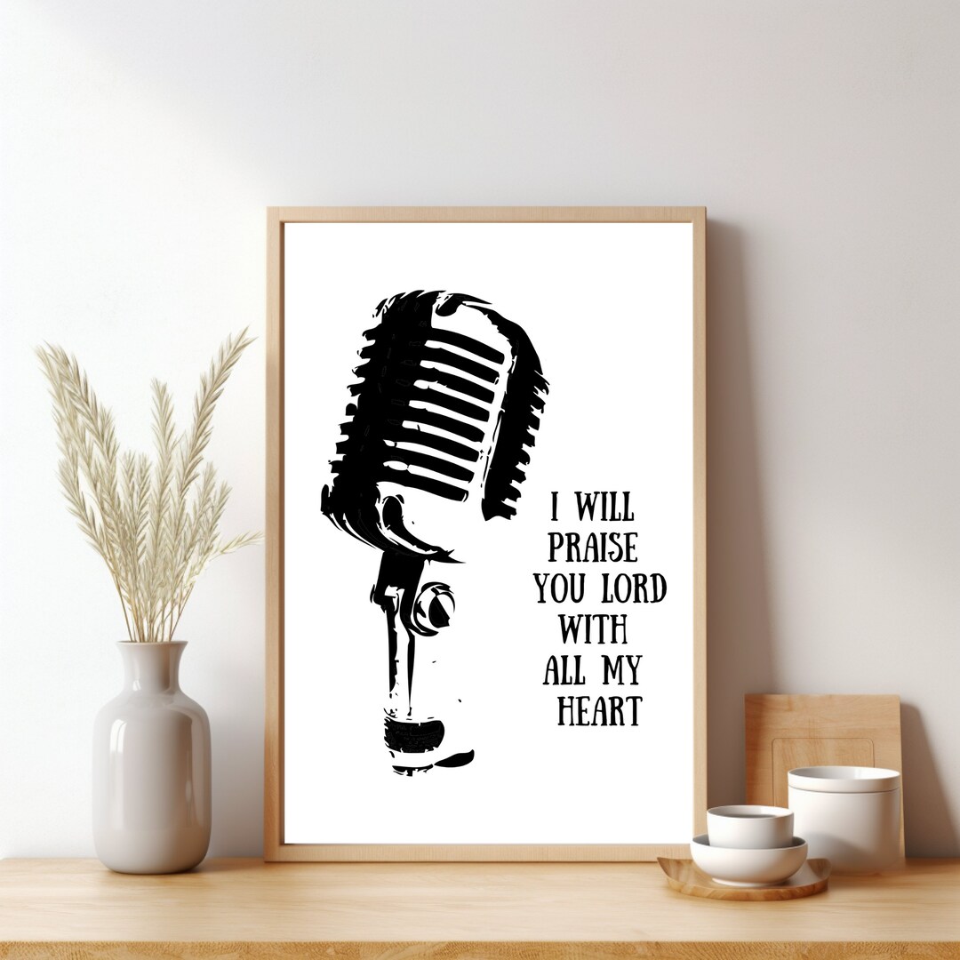 Retro Microphone Poster Vintage Microphone Poster Black and White Wall ...
