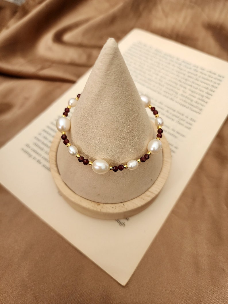Garnet & Freshwater Pearl Bracelet, New Year New Beginnings, January ...