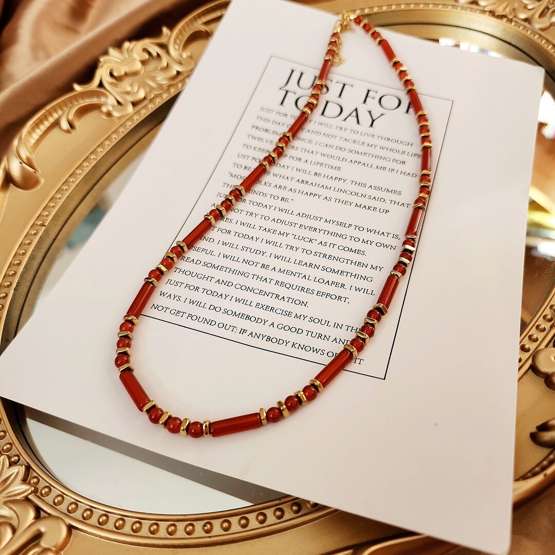 Red Carnelian Necklace, New Beginnings, Gold Accents (18") - Etsy