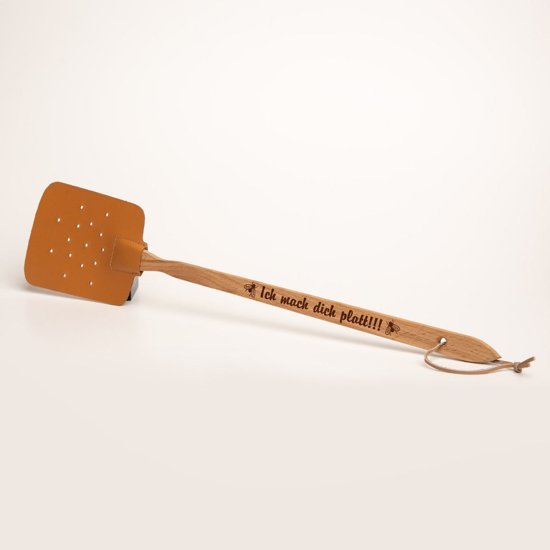 Fly Swatter Made of Wood and Leather “i’ll Flatten You!!!” - Etsy
