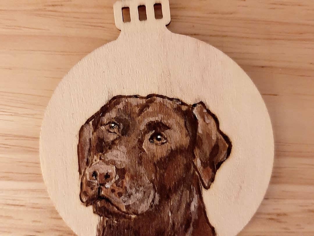 Chocolate Labrador Retriever Wood Holiday Ornament (wood Burned, Hand ...