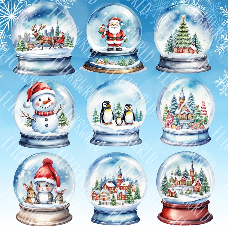 Snowglobe Clipart Printable Digital Download 300dpi PNG Christmas PNG ...