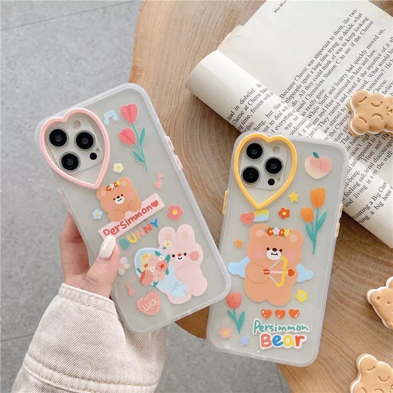 Kawaii Lindo Oso De Dibujos Animados Conejo Funda De Teléfono Etsy