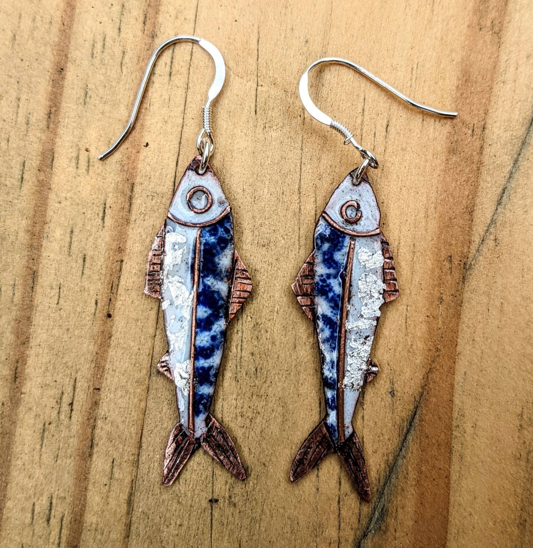 Mackerel Earrings - Etsy UK