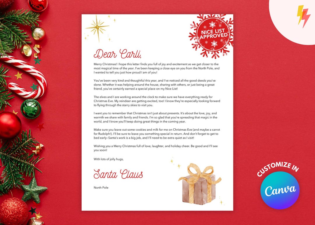 Simple & Easy Letter From Santa (DIGITAL) - Etsy