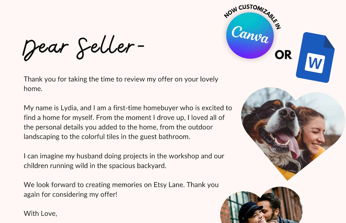 Editable Buyer Offer Letter (DIGITAL) Word + Canva Options - Etsy
