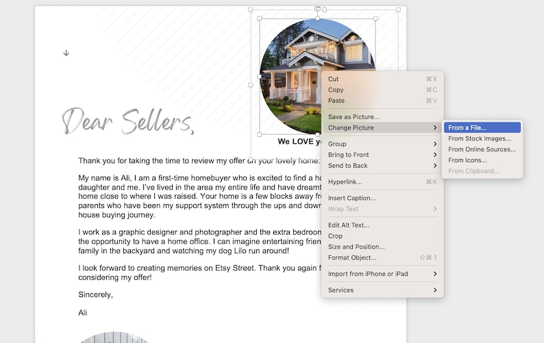Editable Buyer Offer Letter (DIGITAL) - Etsy