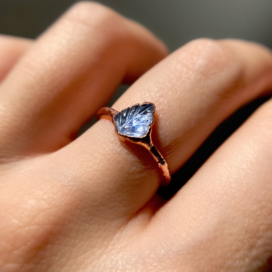 Tanzanite Leaf Natural Stone Handmade Ring December - Etsy