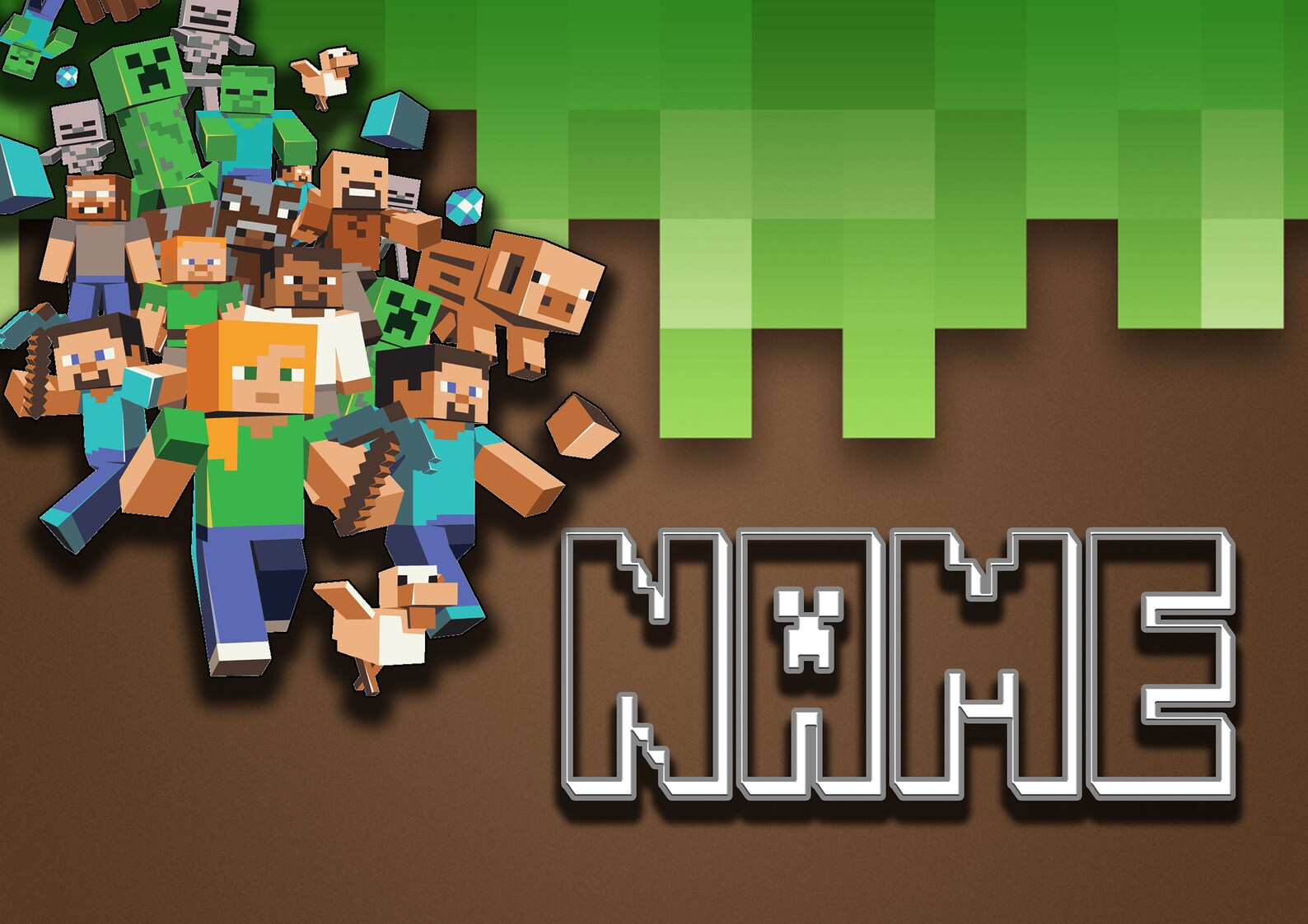 MINECRAFT Name in a frame custom print A4 print | Etsy