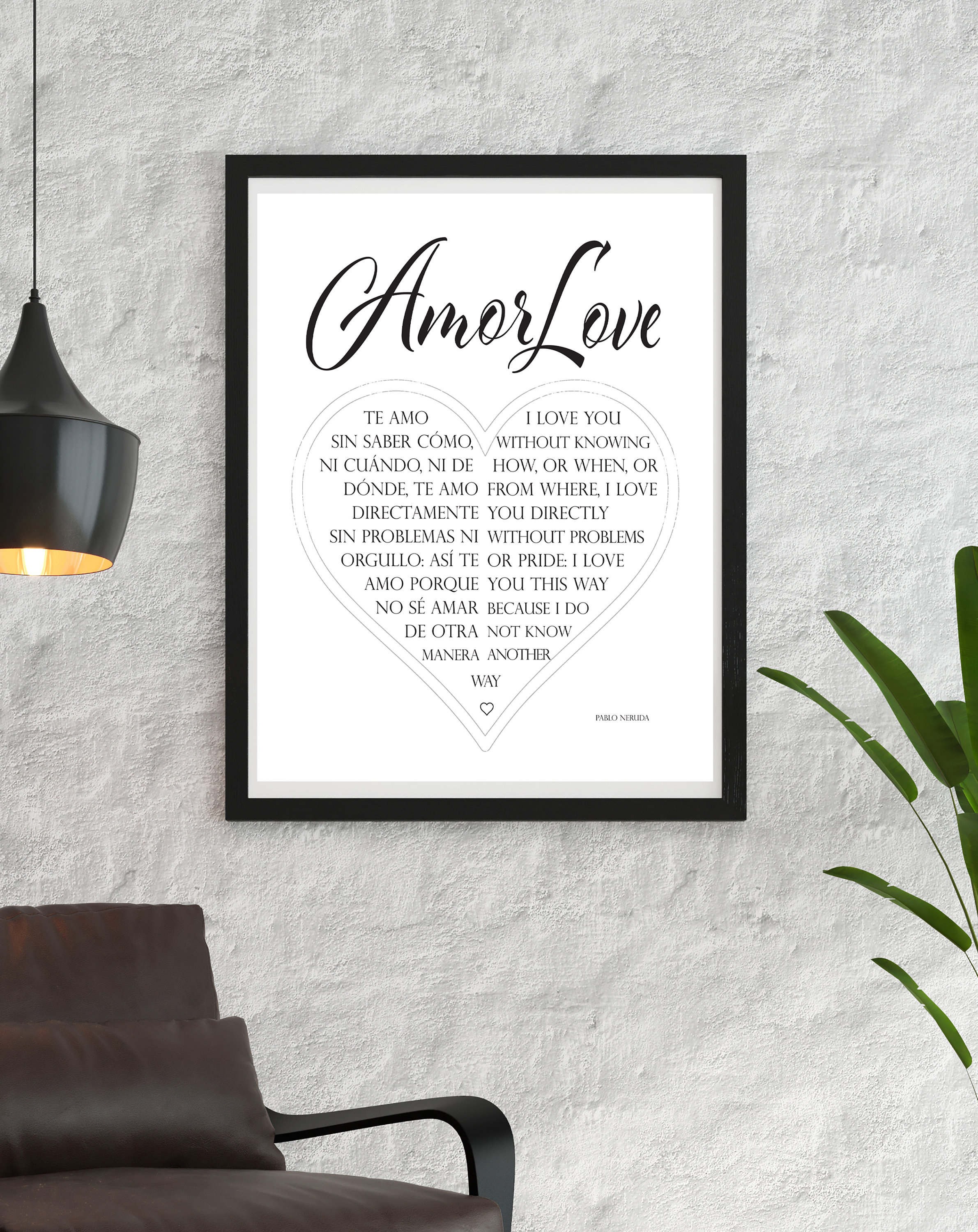 Pablo Neruda Love Poem Art Print, English & Spanish (digital Download ...