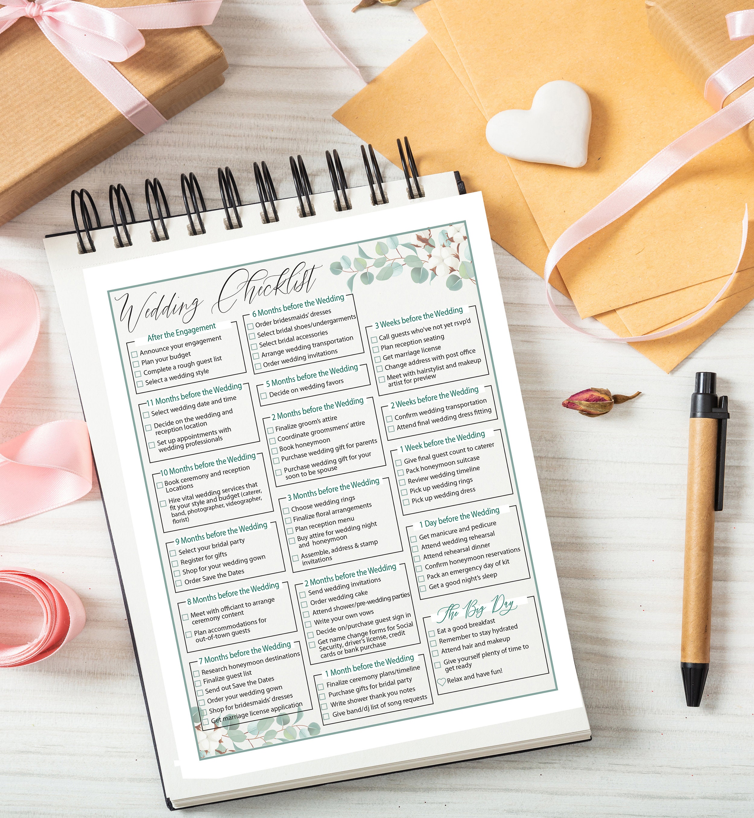 Printable Wedding Checklist From Engagement to the Wedding Day - Etsy