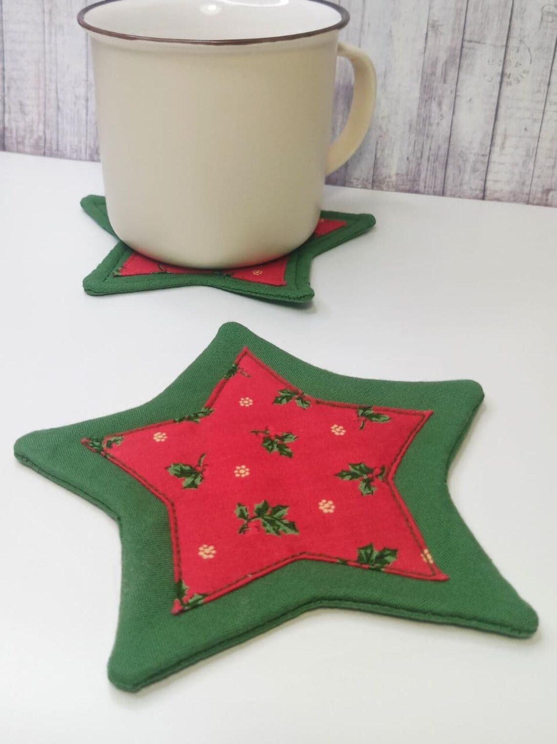 Christmas mug rug sewing pattern pdf Star coaster sewing | Etsy