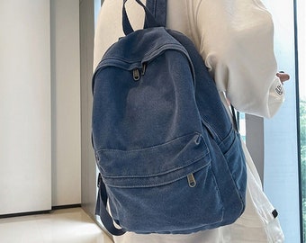 Blue Canvas Backpack - Etsy