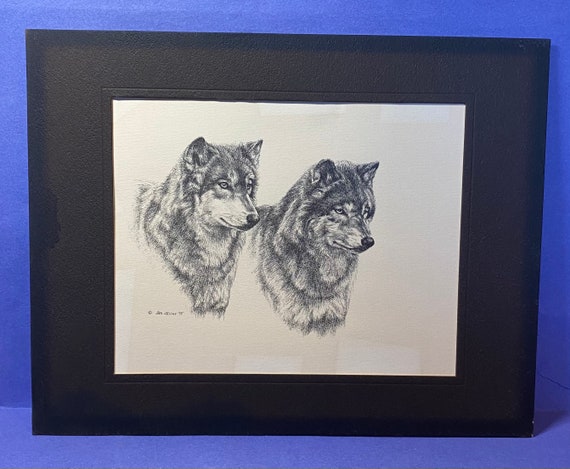 Jan Jellins Pen and Ink Drawing Print Wolves 125 Pre Owned - Etsy