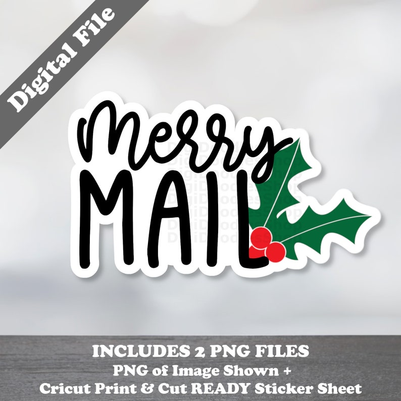 Merry Mail Mistletoe PNG Printable Stickers | Cricut Ready Sticker ...